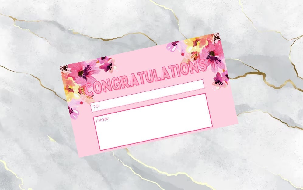 Printable Gift Tag Gift Voucher Congratulations digital file to print
